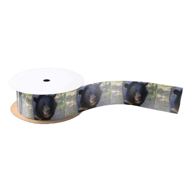 Black Spectacled Bear Satin Ribbon | Zazzle