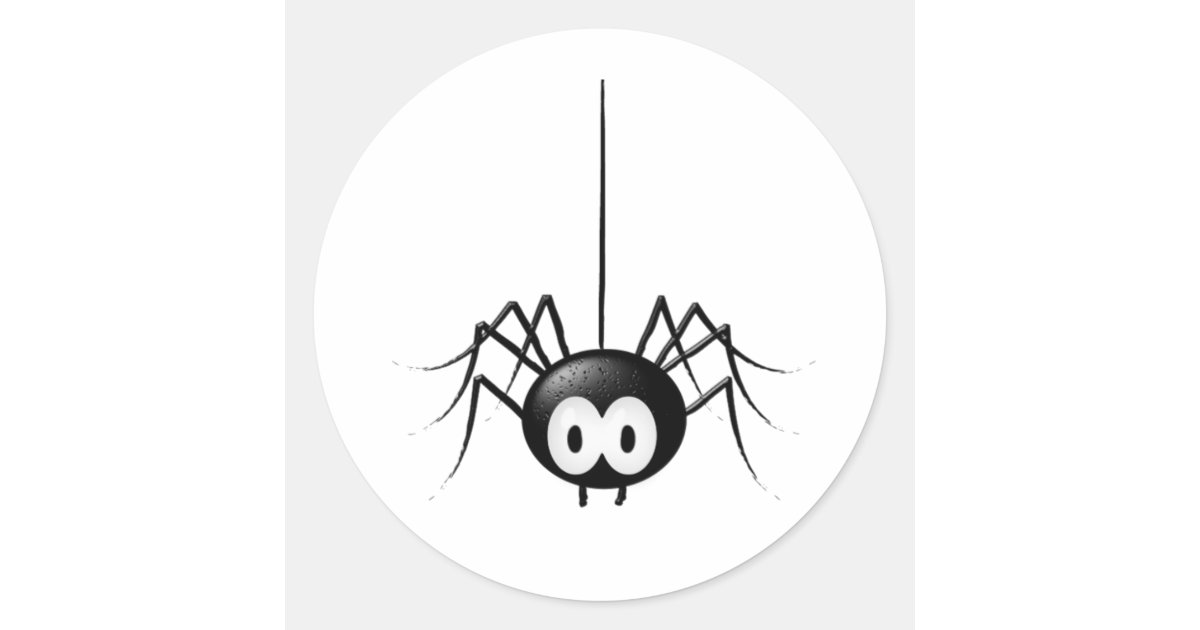 Black Spider Cute Halloween Gift Classic Round Sticker | Zazzle