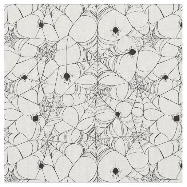 White Spider Web Halloween Fabric | Zazzle