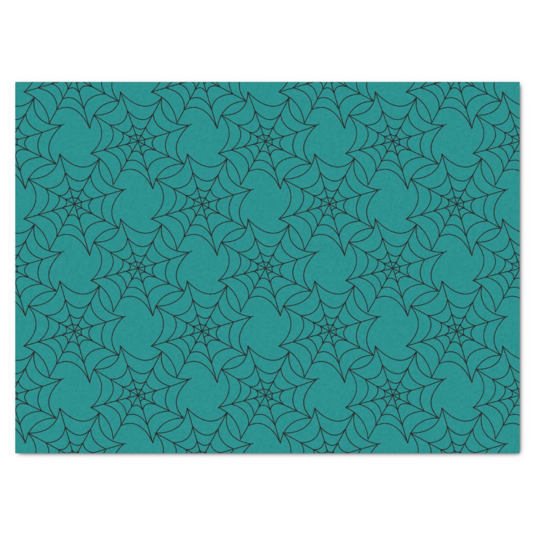 Black Spider Webs on Teal Decoupage Tissue Paper | Zazzle