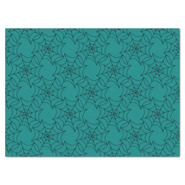 Black Spider Webs on Teal Decoupage Tissue Paper | Zazzle
