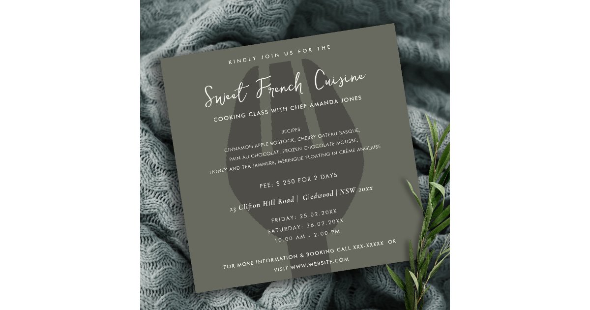 BLACK SPOON FORK COOKING CLASS INVITE TEMPLATE | Zazzle