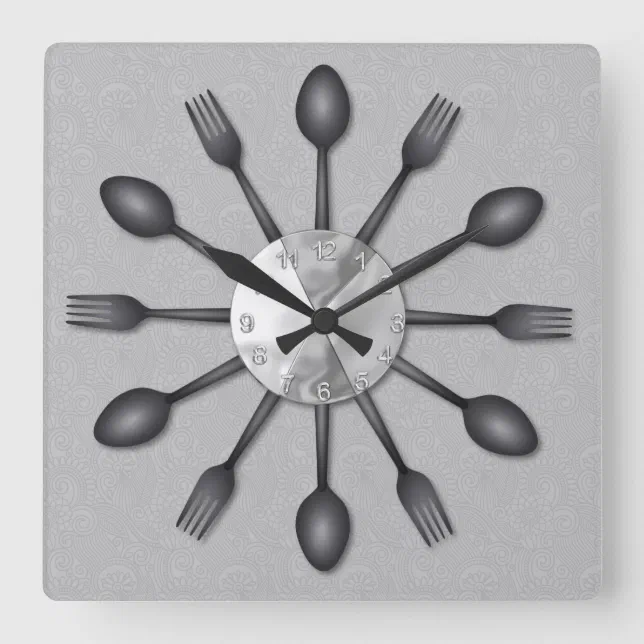 Black Spoons and Forks Wall Clock | Zazzle