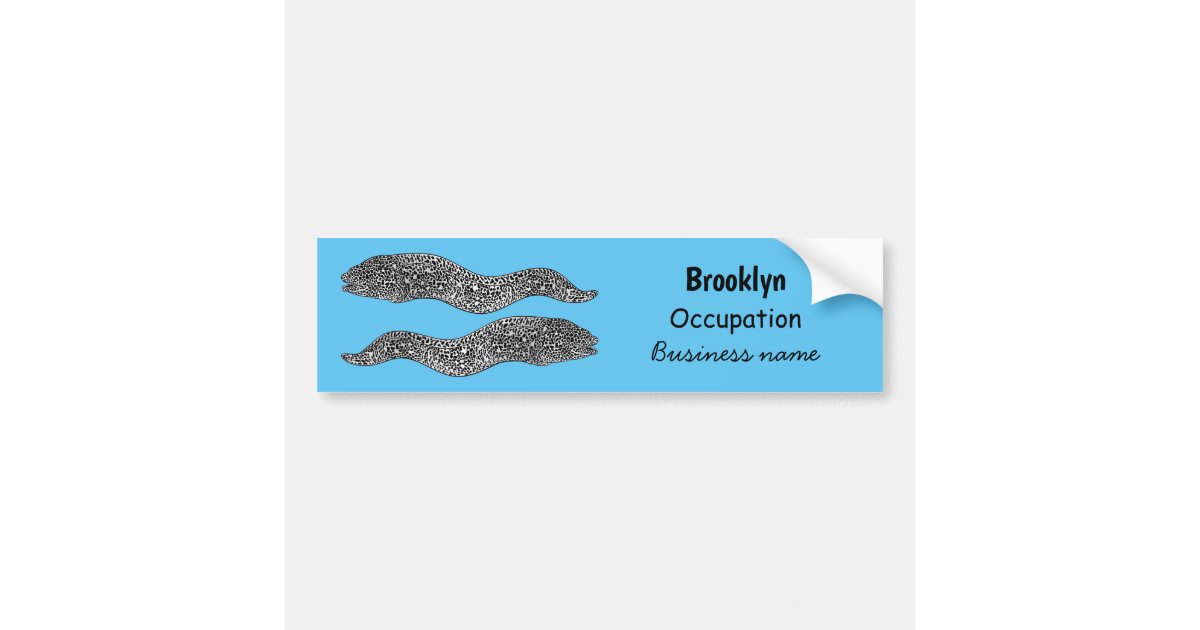 Black spotted moray eel cartoon illustration bumper sticker | Zazzle