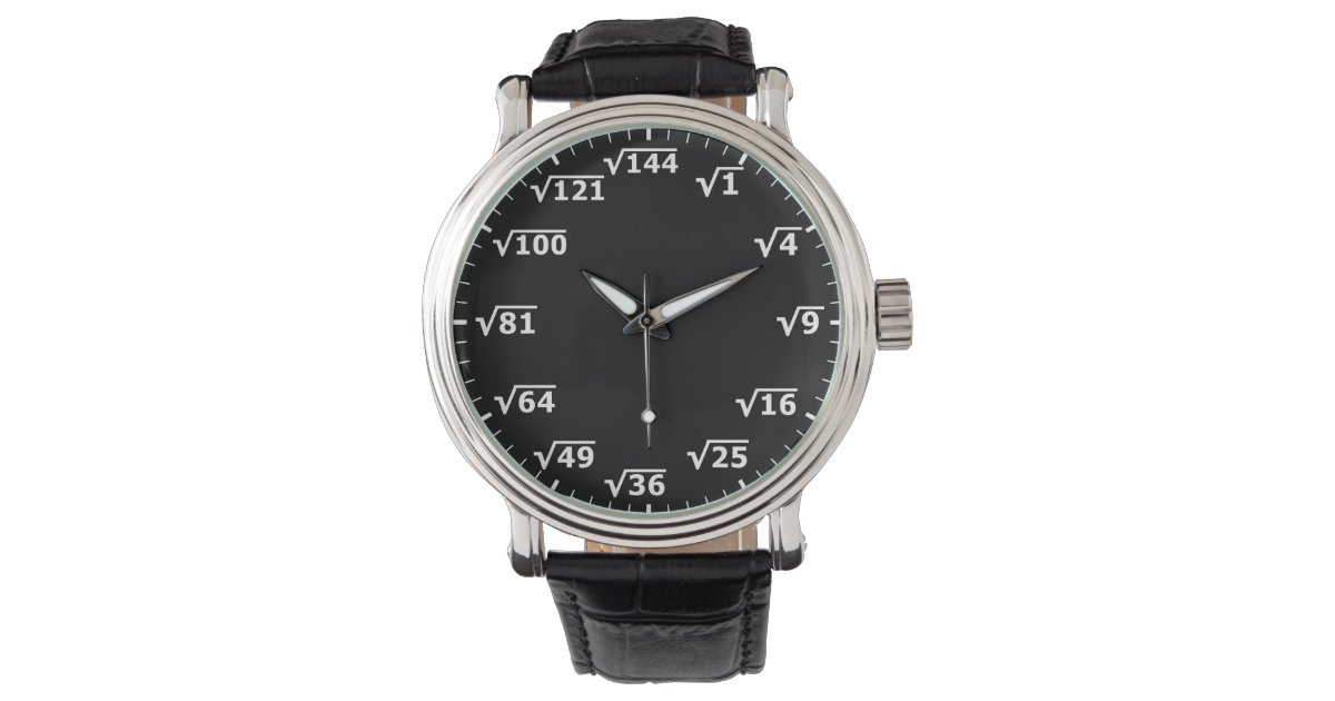 Black Square Root Clock - Mathematics Math Time Watch | Zazzle