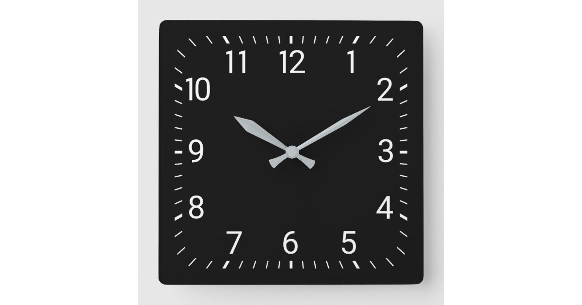 Black Square Wall Clock | Zazzle