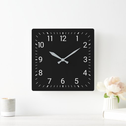 Black Square Wall Clock | Zazzle