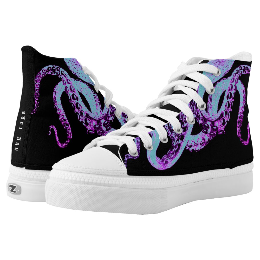 Black Squid Neon High-Top Sneakers | Zazzle