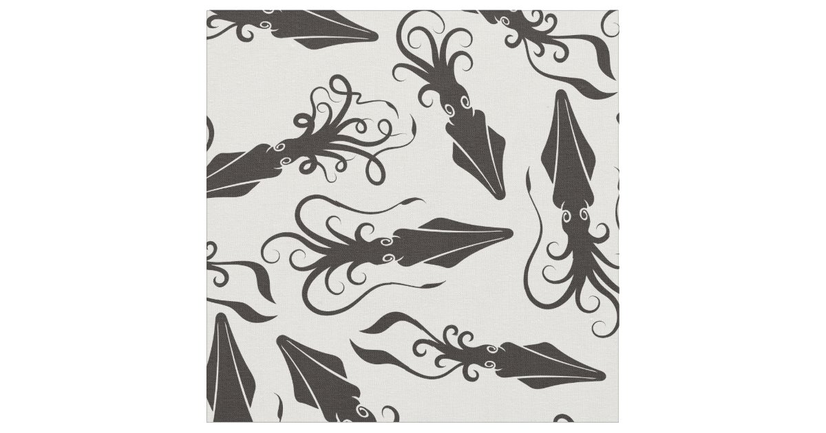 Black Squid Pattern Fabric | Zazzle