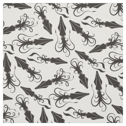 Black Squid Pattern Fabric | Zazzle