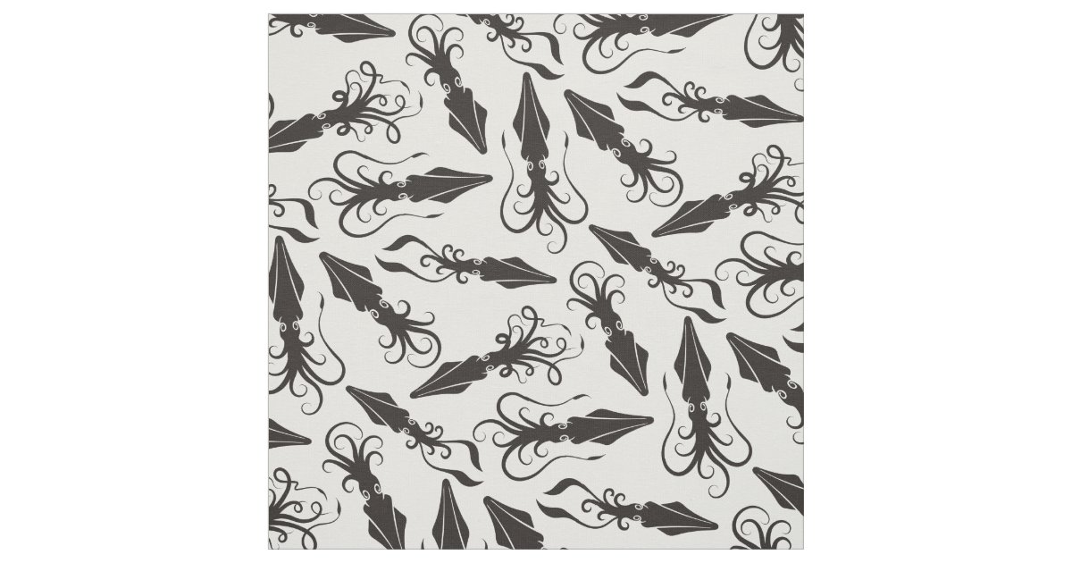 Black Squid Pattern Fabric | Zazzle
