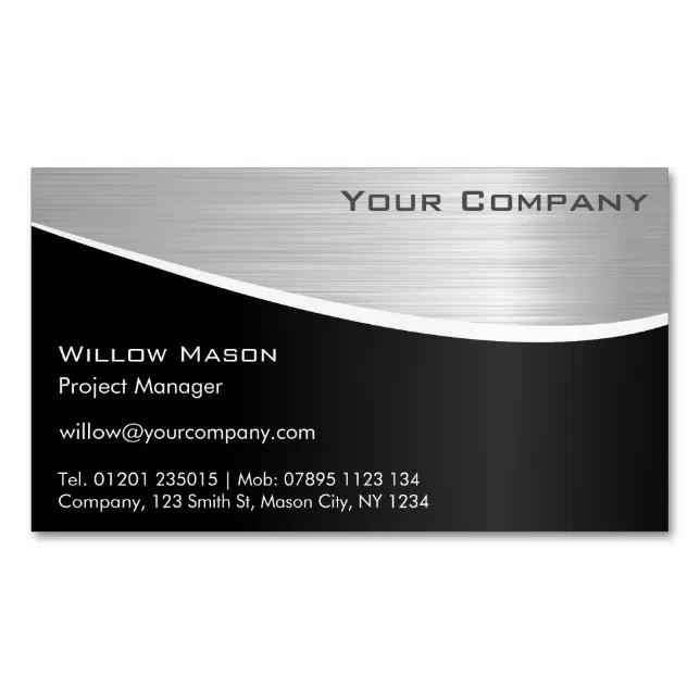 Black Stainless Steel Magnetic Business Card | Zazzle