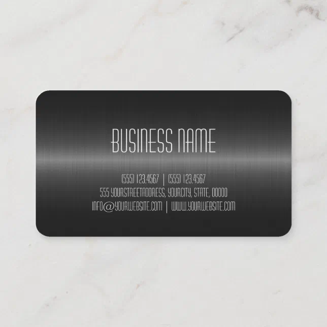 Black Stainless Steel Metal Look Business Card | Zazzle