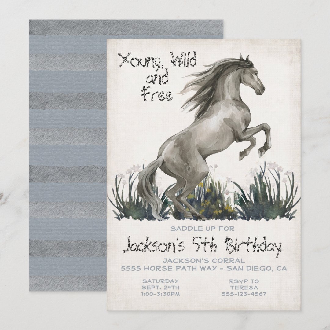 Black Stallion Horse Birthday Party Invitation | Zazzle