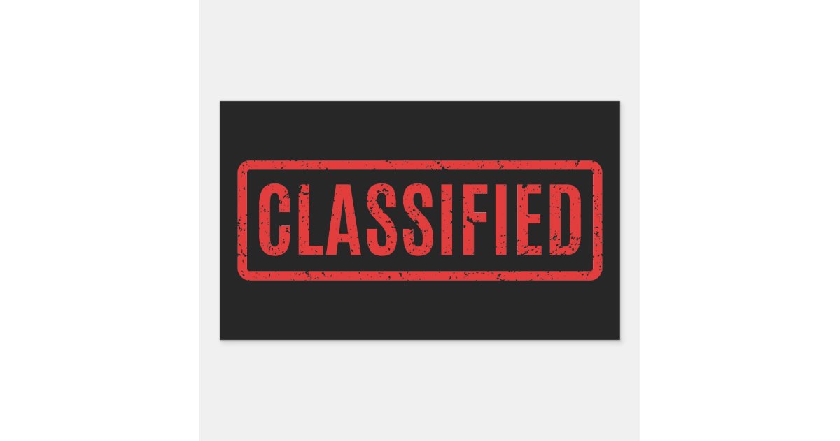 Black Stamped Classified Rectangular Sticker | Zazzle