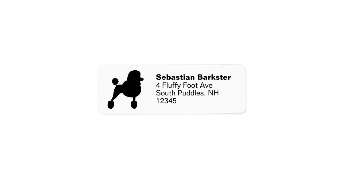 Black Standard Poodle Silhouette Return Address Label | Zazzle