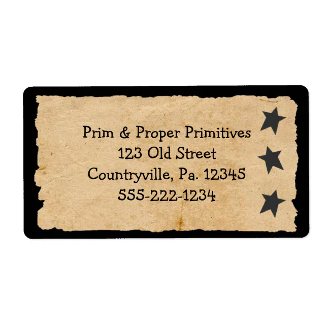 Black Stars Primitive Business Label | Zazzle