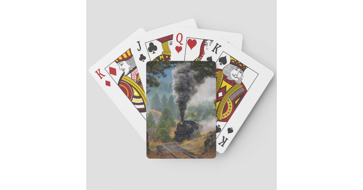 Black Steam Engine Playing Cards | Zazzle