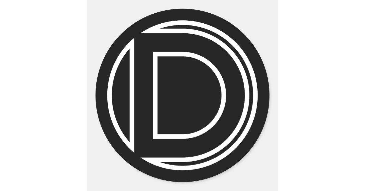Black Sticker Circle Letter D | Zazzle