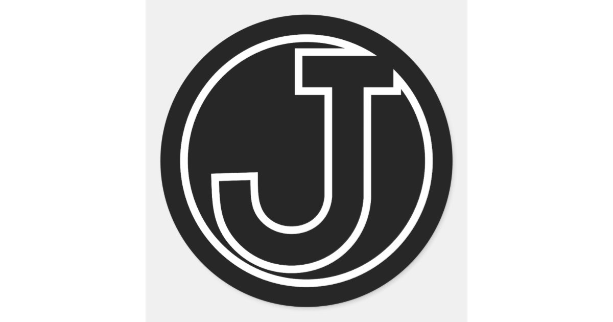 Black Sticker Circle Letter J | Zazzle