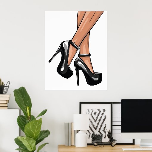 Black Stiletto Heels and Legs Poster | Zazzle