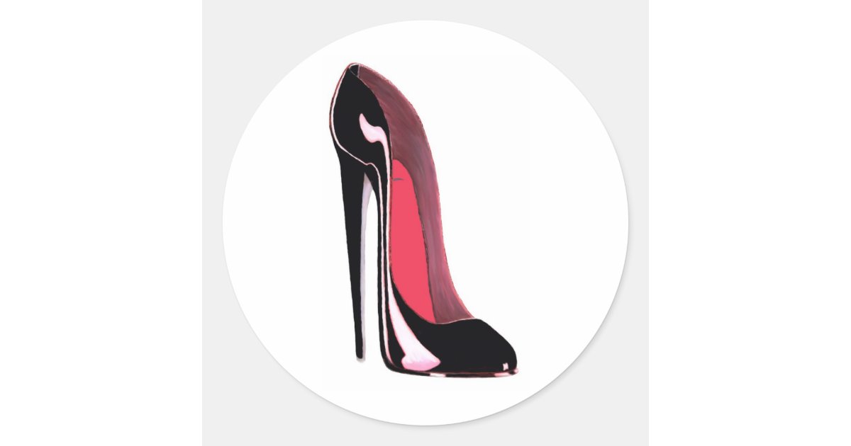 Black Stiletto Shoe Classic Round Sticker | Zazzle