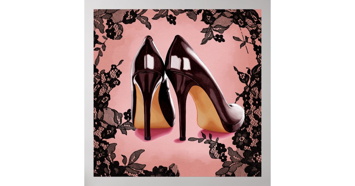 black stilettos and lace poster | Zazzle