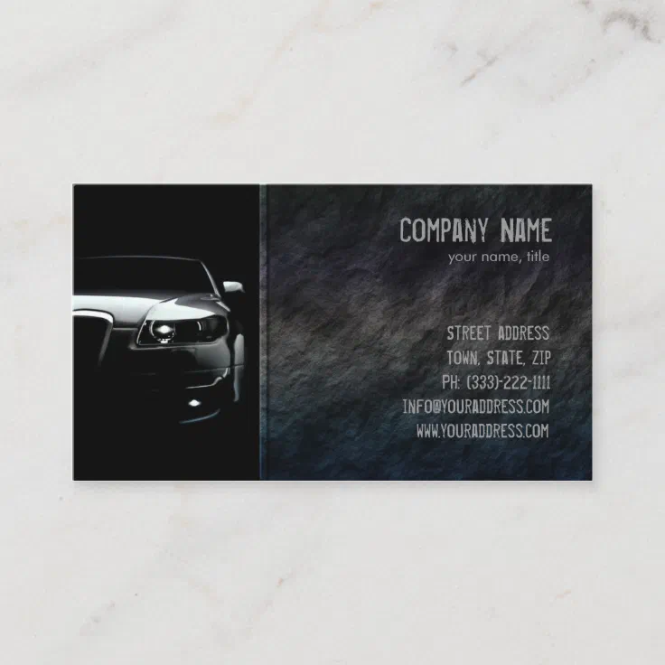 Black Stone Car Front Business Card | Zazzle