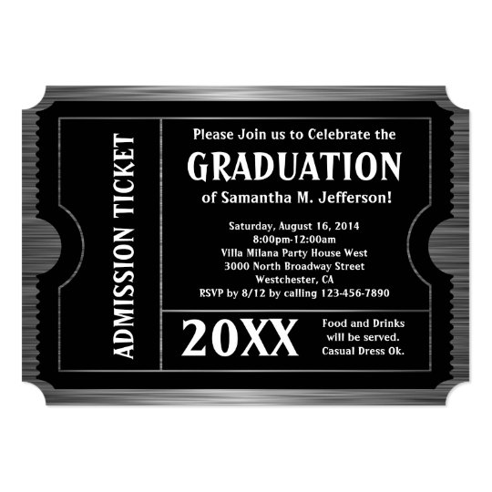 Black Striated Graduation Ticket Invitation | Zazzle.com