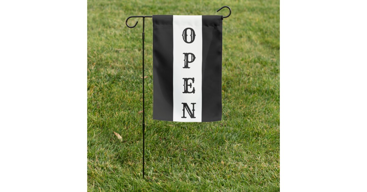 Black Stripe Antique Vertical Open Sign Flag | Zazzle