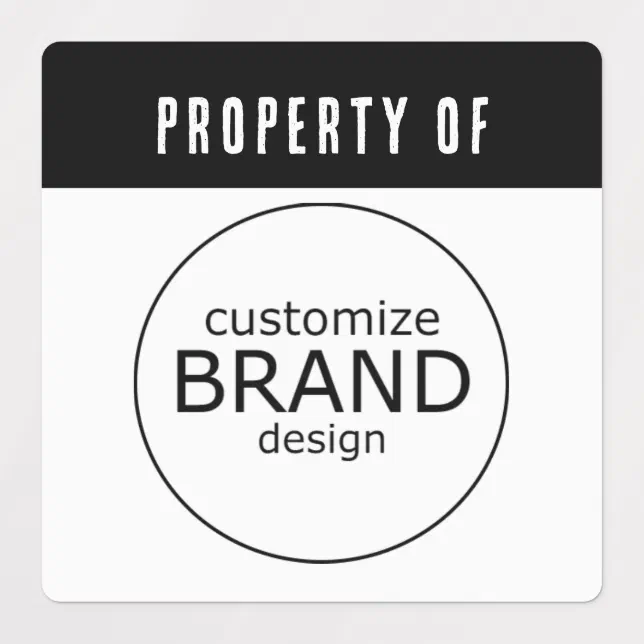 Black Stripe Property Of Company Business Logo Labels | Zazzle