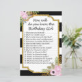 Black Striped How well do you know birthday girl | Zazzle