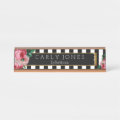 Black Stripes and Floral Desk Nameplate | Zazzle