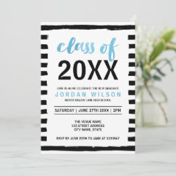 Black Stripes Blue Class of 2023 Graduation Party Invitation | Zazzle