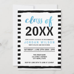 Black Stripes Blue Class of 2023 Graduation Party Invitation | Zazzle