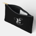 Black Stylish Calligraphy Monogram and Name Accessory Pouch | Zazzle