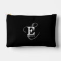 Black Stylish Calligraphy Monogram and Name Accessory Pouch | Zazzle