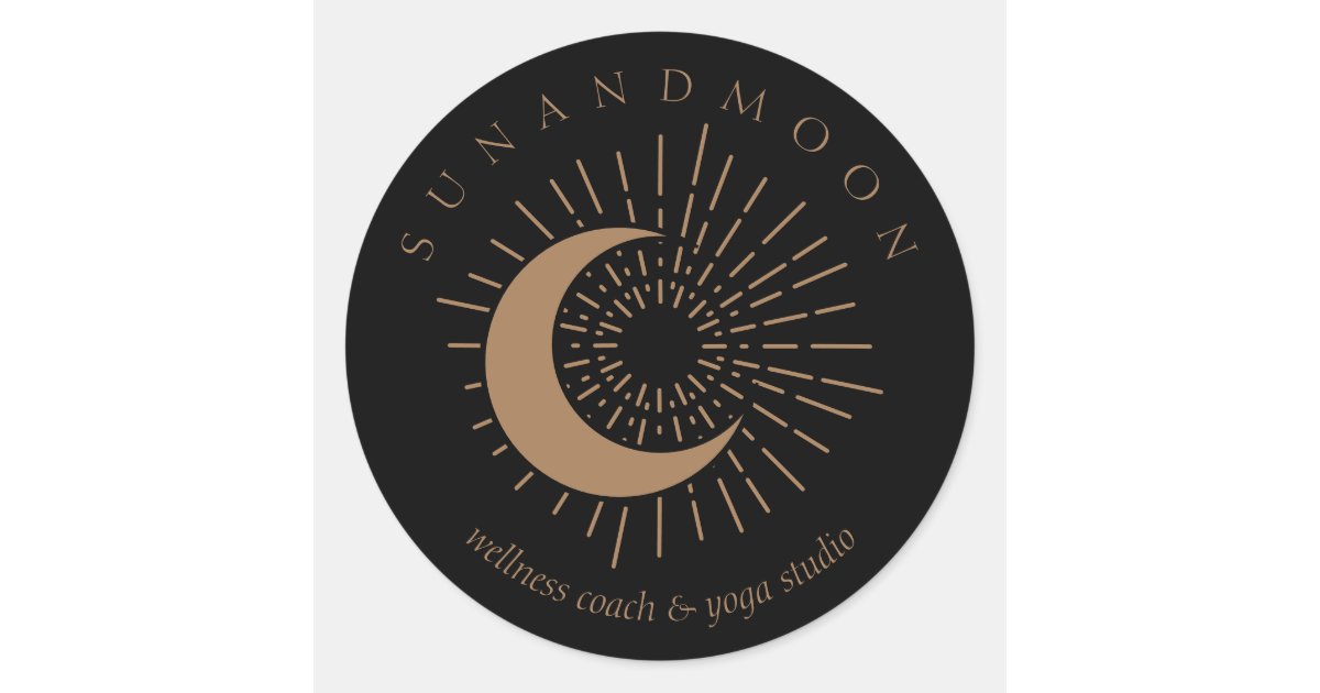 Black Sun Moon Spiritual Solar Energy Healing Classic Round Sticker ...