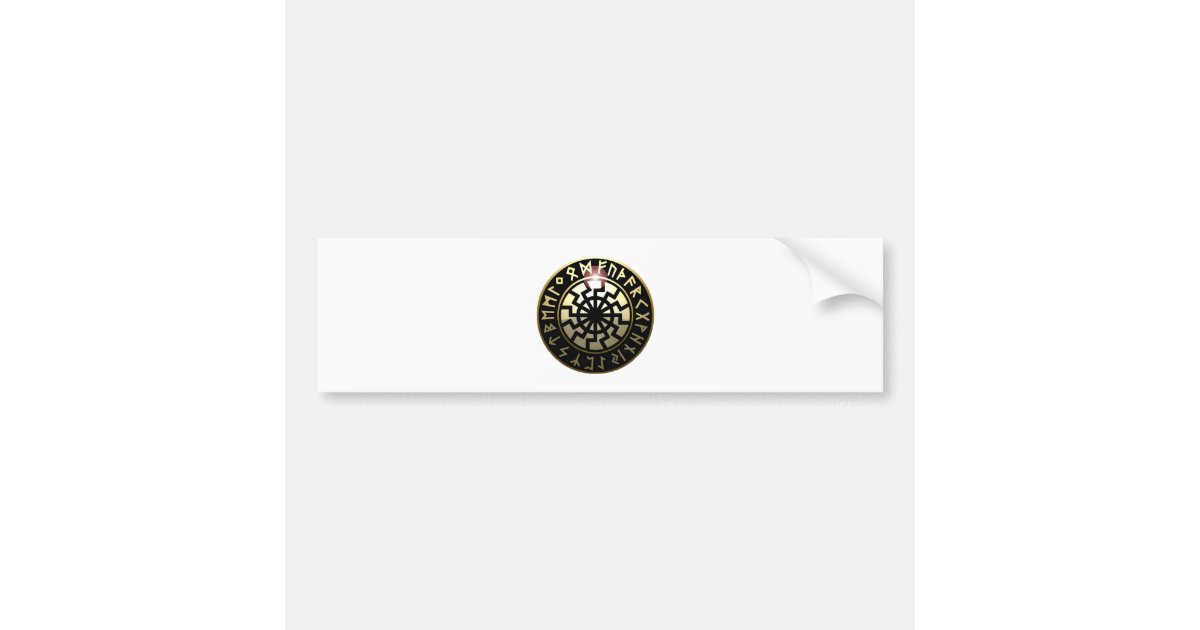 Black Sun wheel Bumper Sticker | Zazzle