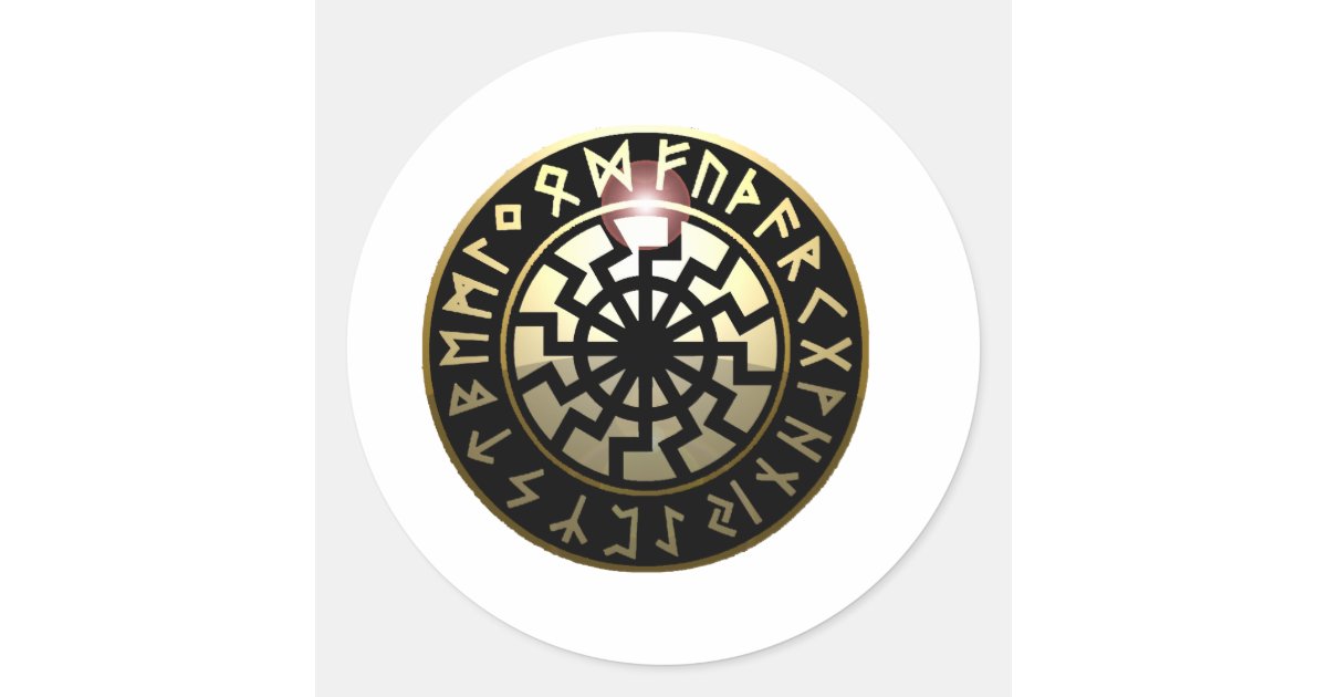 Black Sun wheel Classic Round Sticker | Zazzle