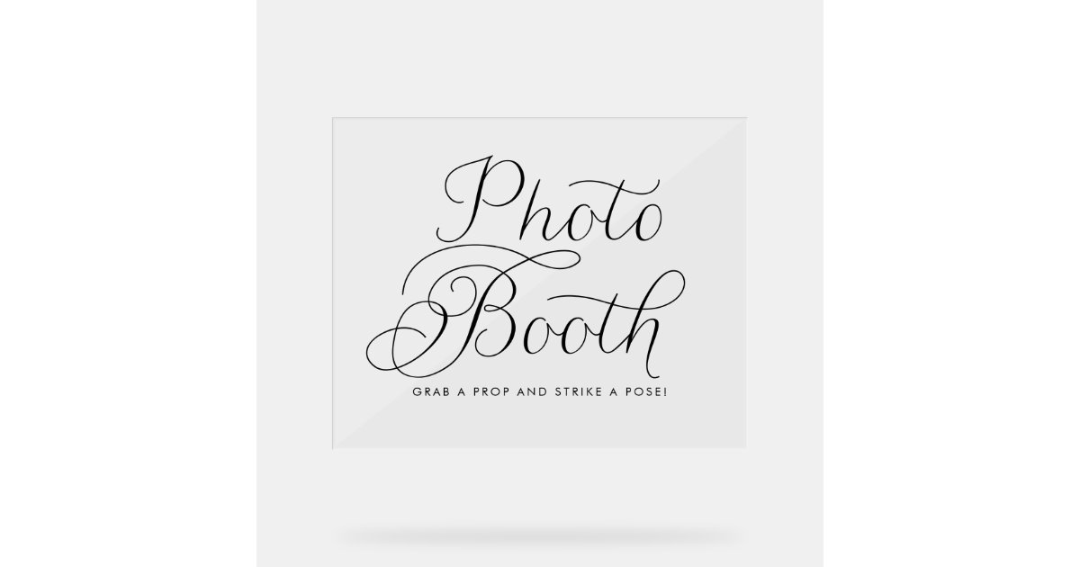 Black Sweet Calligraphy Wedding Photo Booth Acrylic Sign | Zazzle