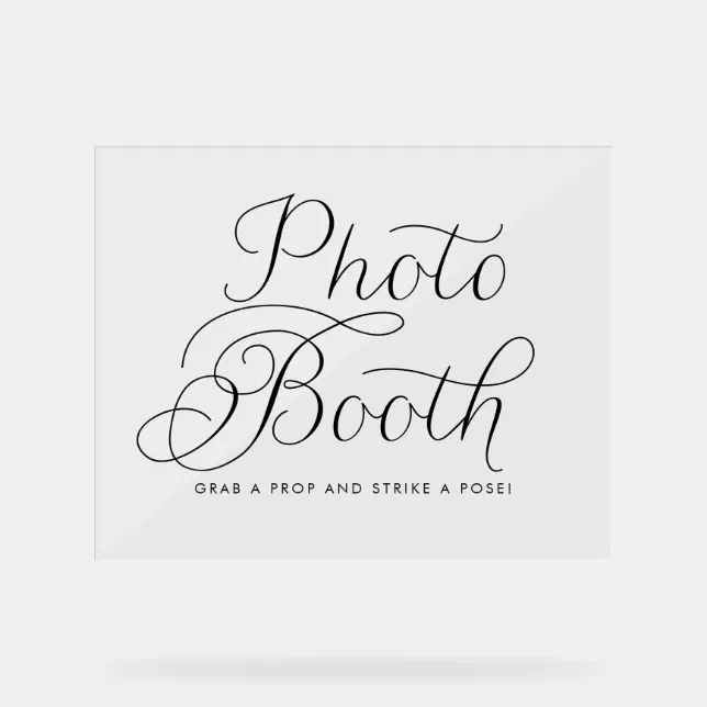 Black Sweet Calligraphy Wedding Photo Booth Acrylic Sign | Zazzle