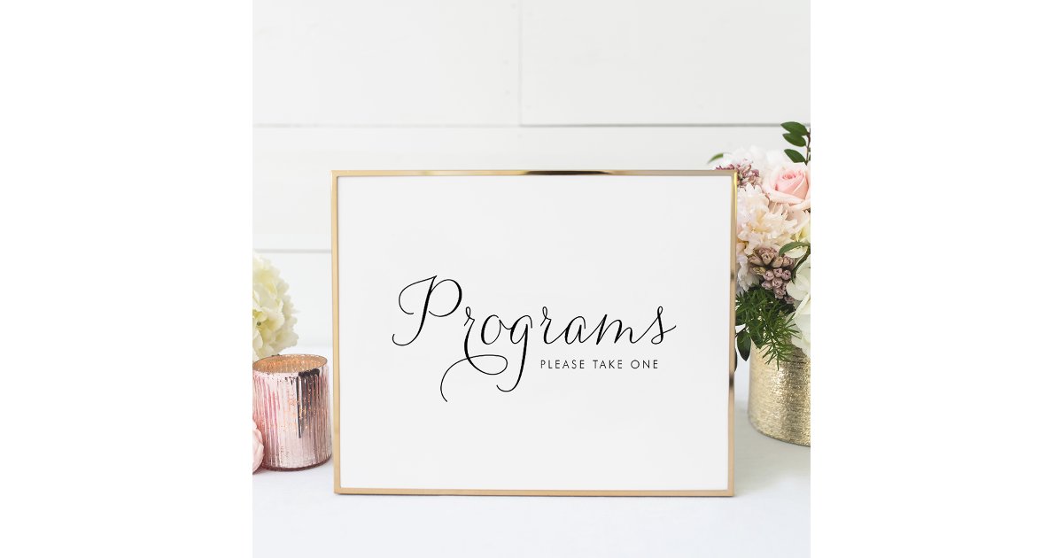 Black Sweet Calligraphy Wedding Programs Poster | Zazzle