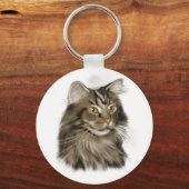 Black Tabby Maine Coon Cat Keychain | Zazzle