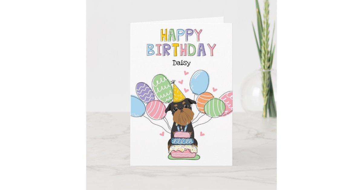 Black Tan Brussels Griffon Dog Birthday Card | Zazzle