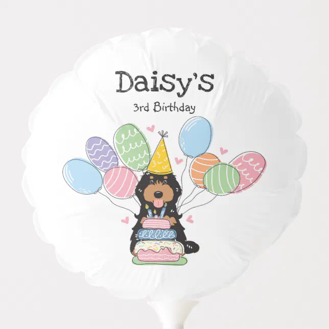 Black Tan Cockapoo Cavapoo Dog Birthday Party Balloon | Zazzle