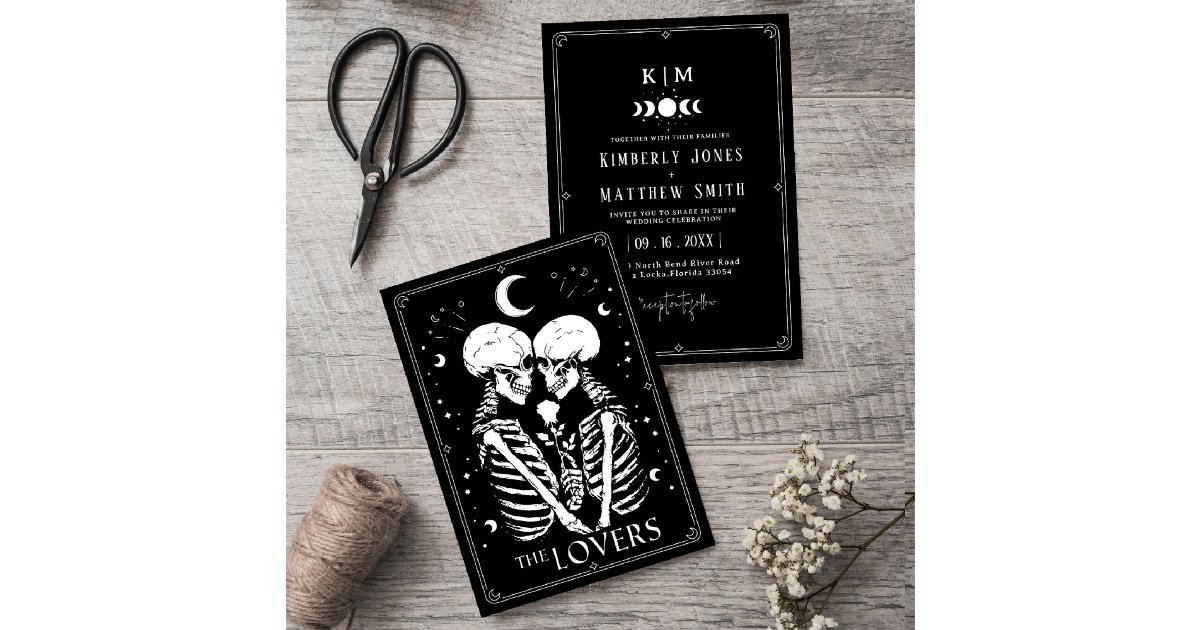Black tarot Goth wedding Invitation | Zazzle