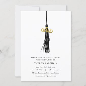 Black Tassel Graduation Party Photo Custom Invitation | Zazzle