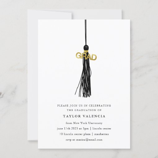 Black Tassel Graduation Party Photo Custom Invitation | Zazzle