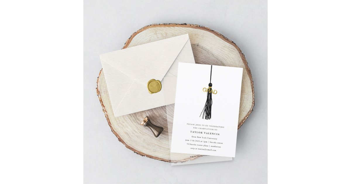 Black Tassel Graduation Party Photo Custom Invitation | Zazzle